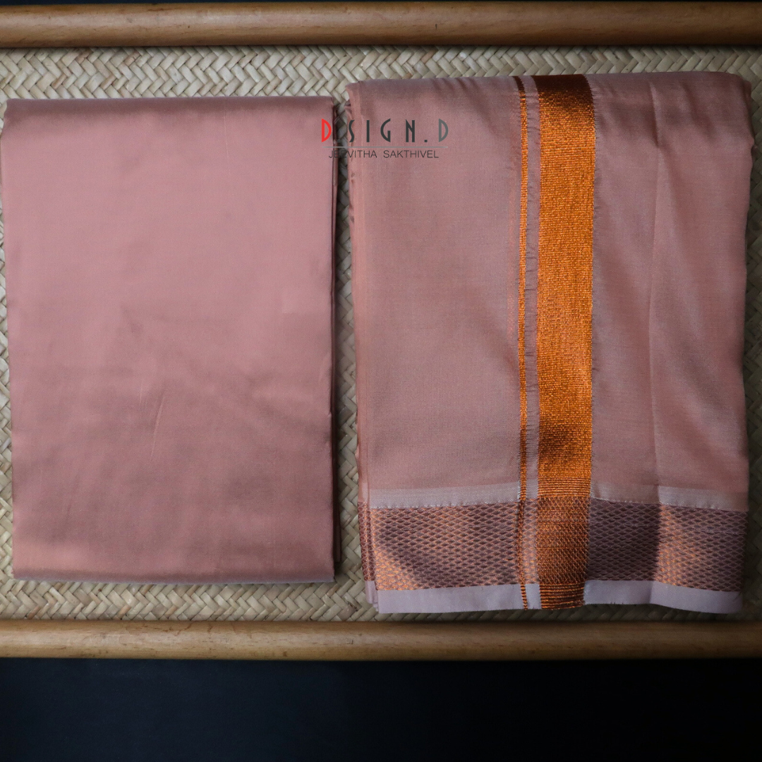 Copper Semi silk dhoti & Shirt ( unstitched) – dsigndstudio
