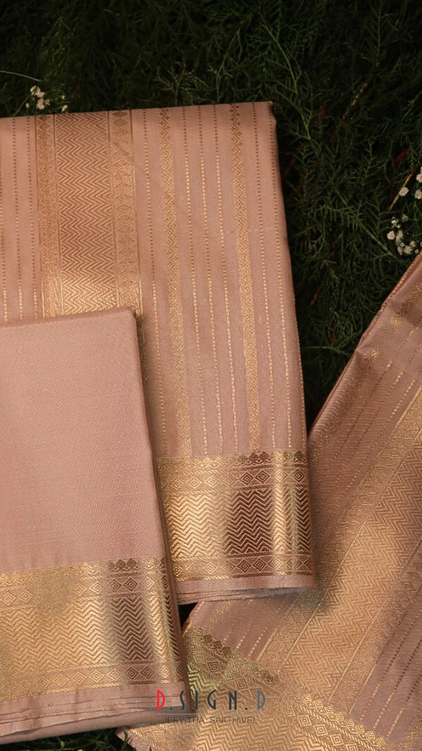 Rose Gold Fine silk dhoti Set - Bridal – dsigndstudio
